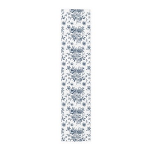 Blue Floral Toile Table Runner, French Country Cottage Decor - Etsy