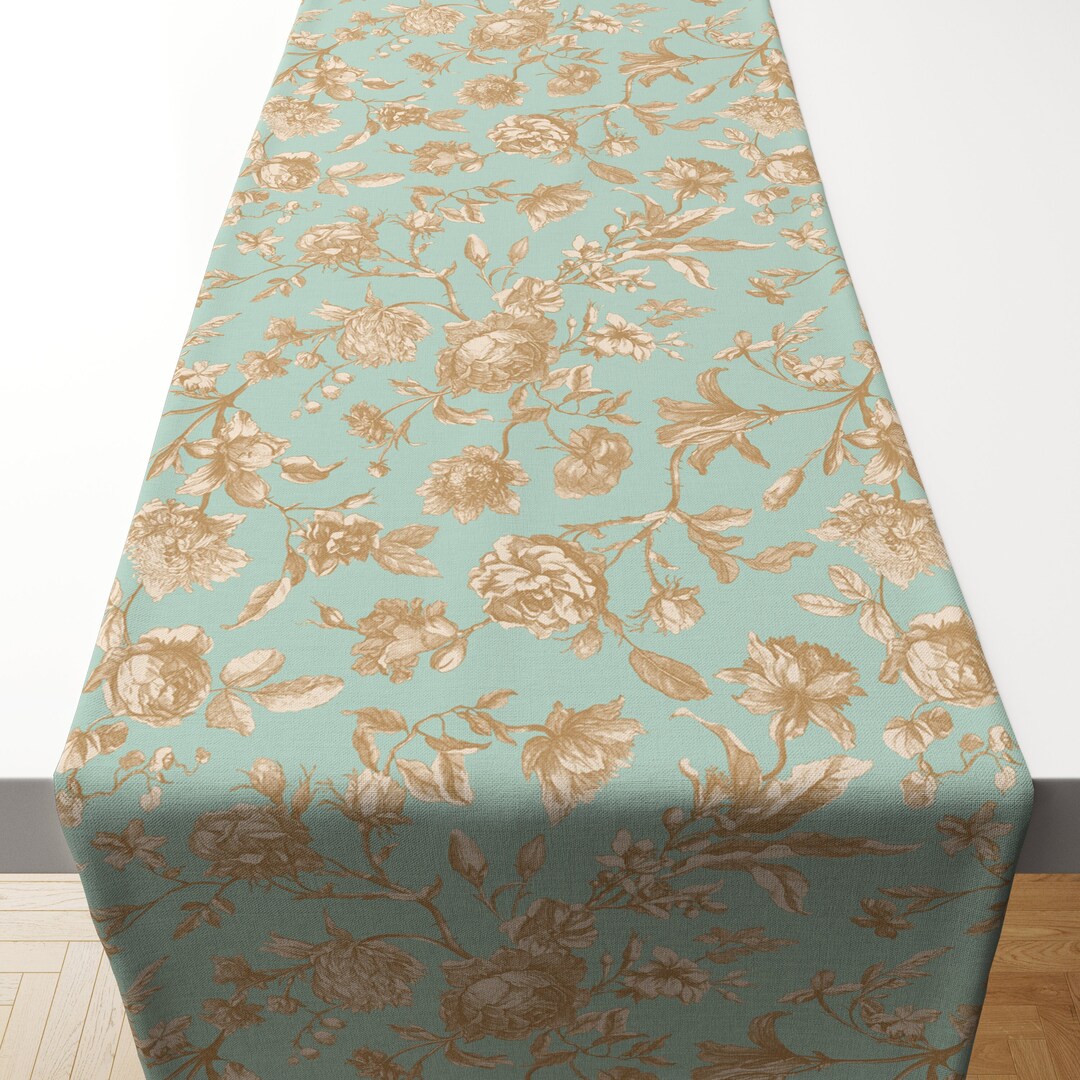 French Toile Countryside Table Runner French Toile Country Table Runner ...