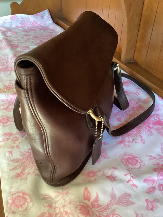 Vintage Coach Equestrian Flap Bag, Mahogany Brown Lea… - Gem