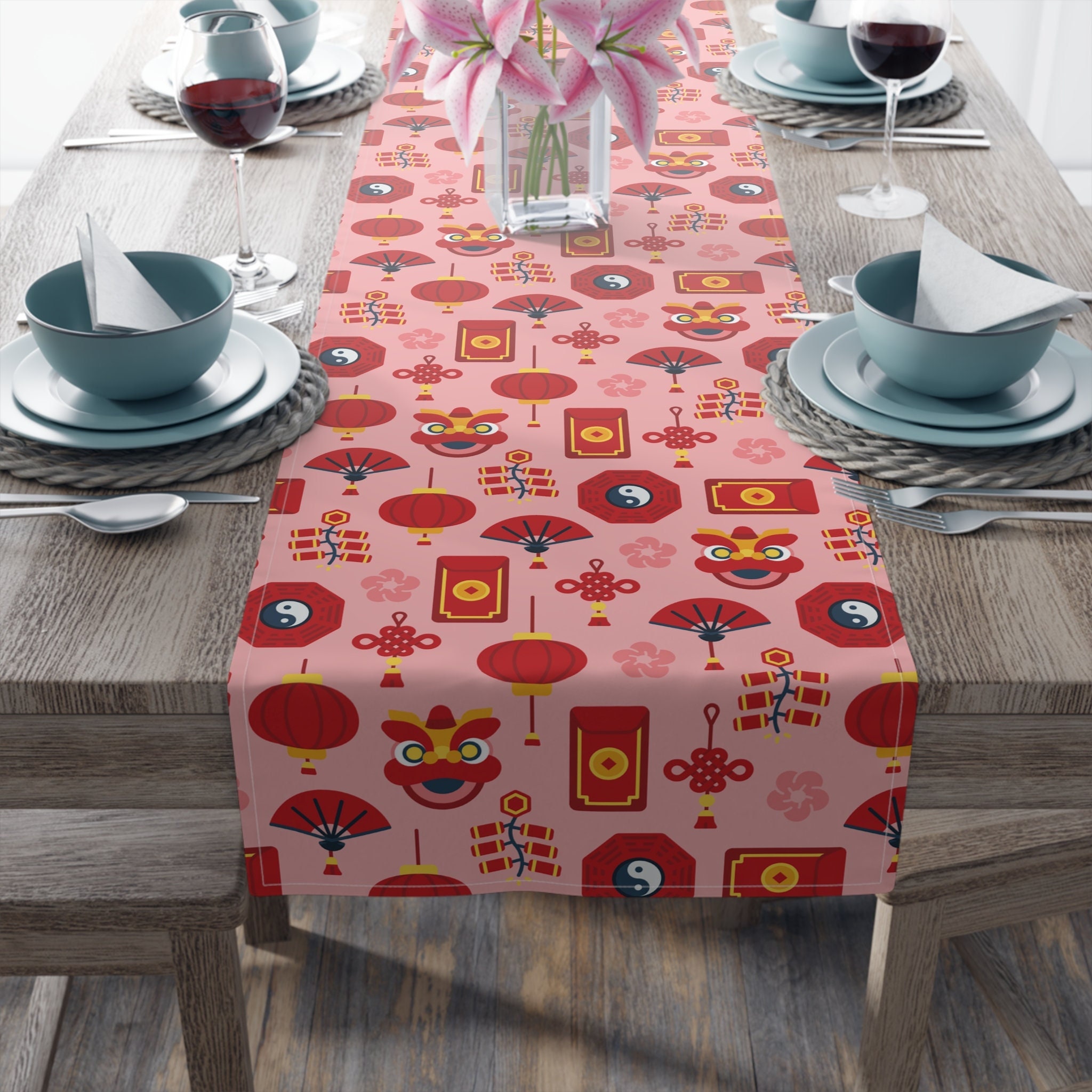 Chinese New Year Table Runner Chinese New Year Decor Year of the Dragon ...