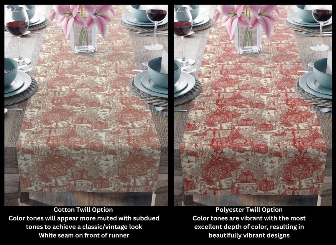 Christmas Toile Table Runner: French Country Holiday Decor - Etsy