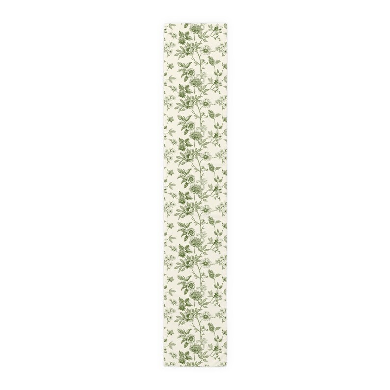 Green Floral Toile Table Runner, French Country Cottage Decor - Etsy