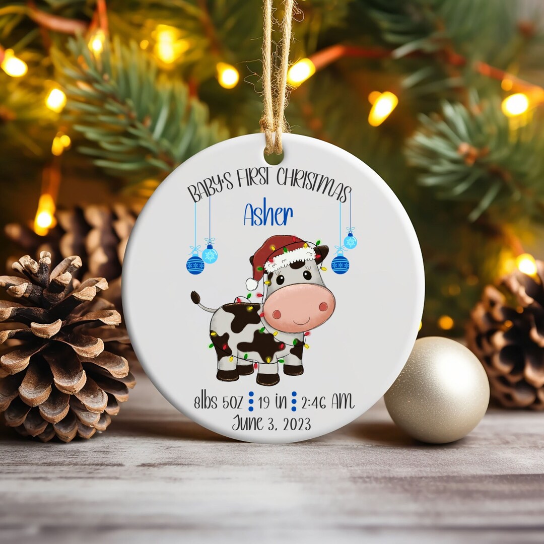 Babys 1st Ornament Cow Ornament Baby Christmas Cow Ornament Cow ...