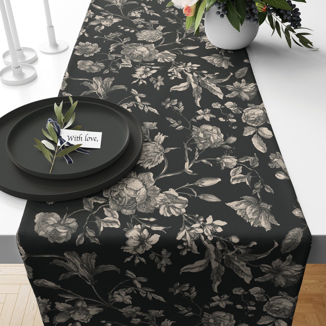 French Toile Countryside Table Runner French Toile Country Table Runner ...