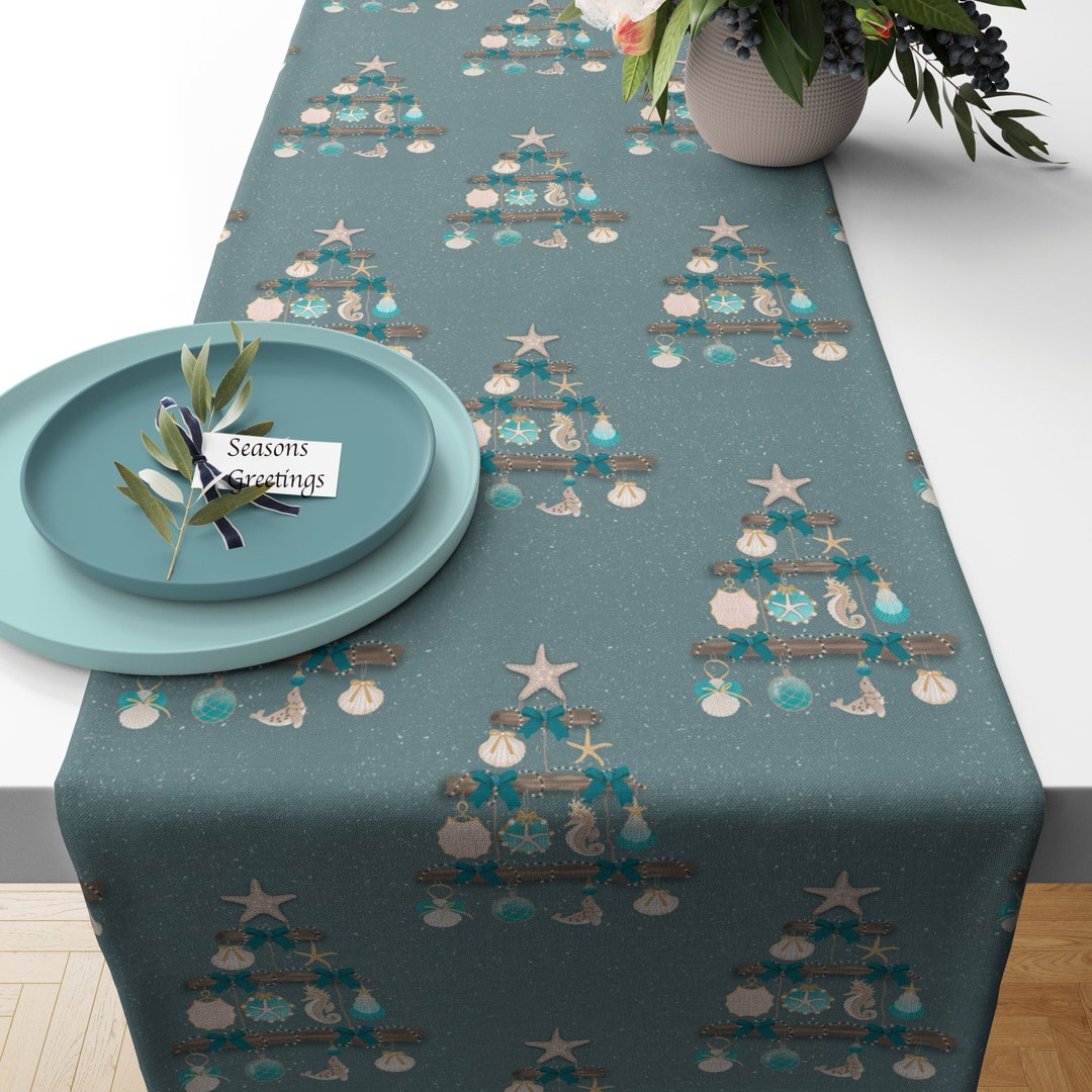Coastal Christmas Table Runner Coastal Christmas Decor Coastal ...