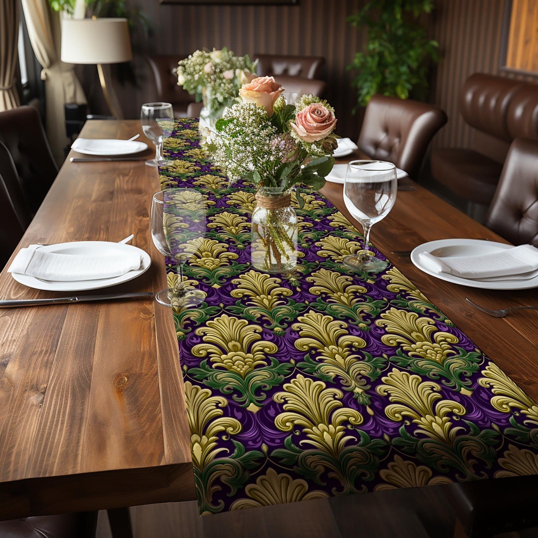 Fleur De Lis Mardi Gras Table Runner, Carnival Decor - Etsy