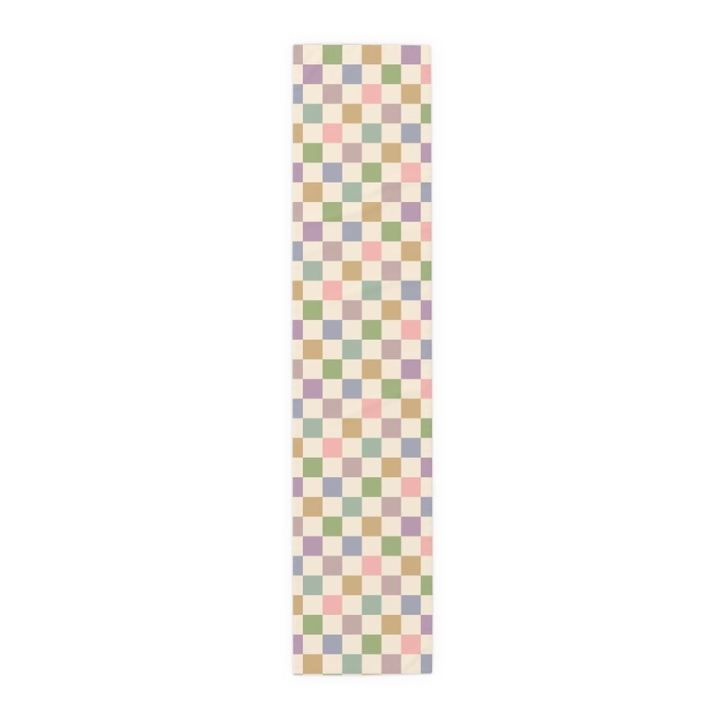 Checkerboard Table Runner Spring Decor Pastel Table Runner Checkerboard ...