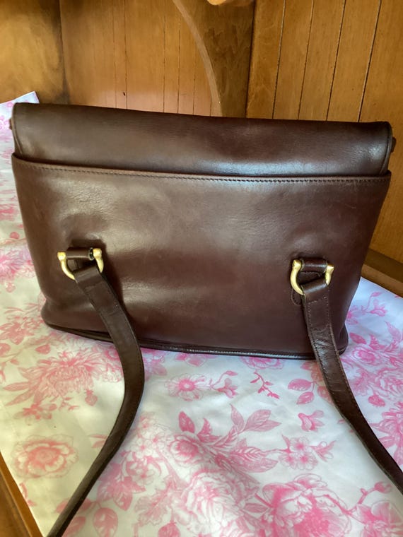 Vintage Coach Equestrian Flap Bag, Mahogany Brown Lea… - Gem