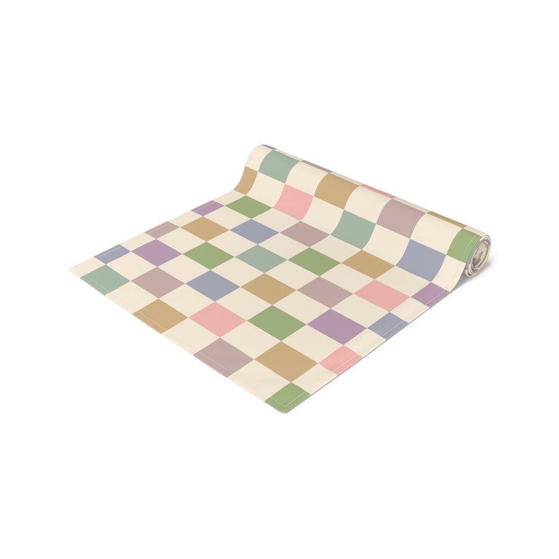 Checkerboard Table Runner Spring Decor Pastel Table Runner Checkerboard ...