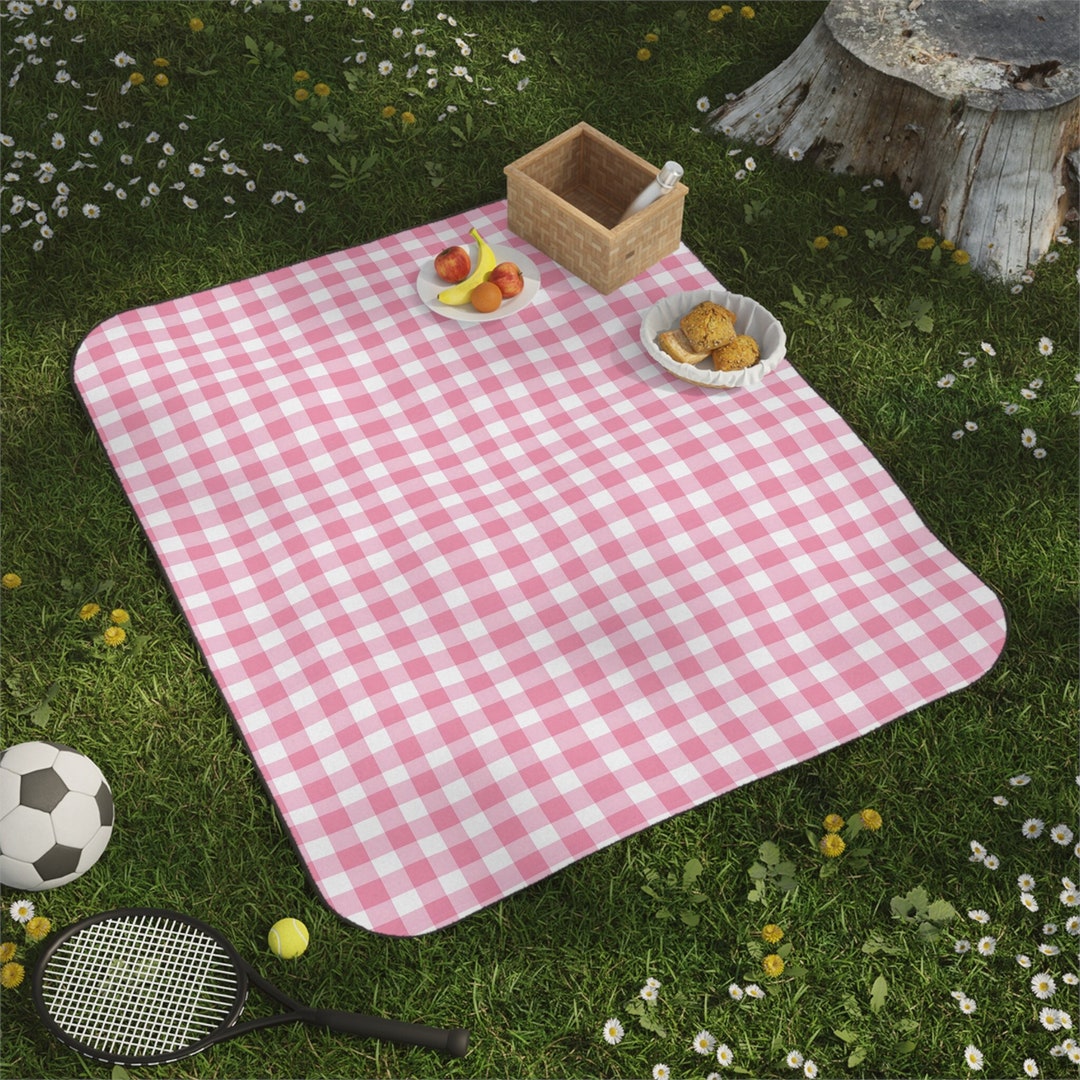 Pink Picnic Blanket Gingham Picnic Blanket Pink Summer Picnic Blanket ...