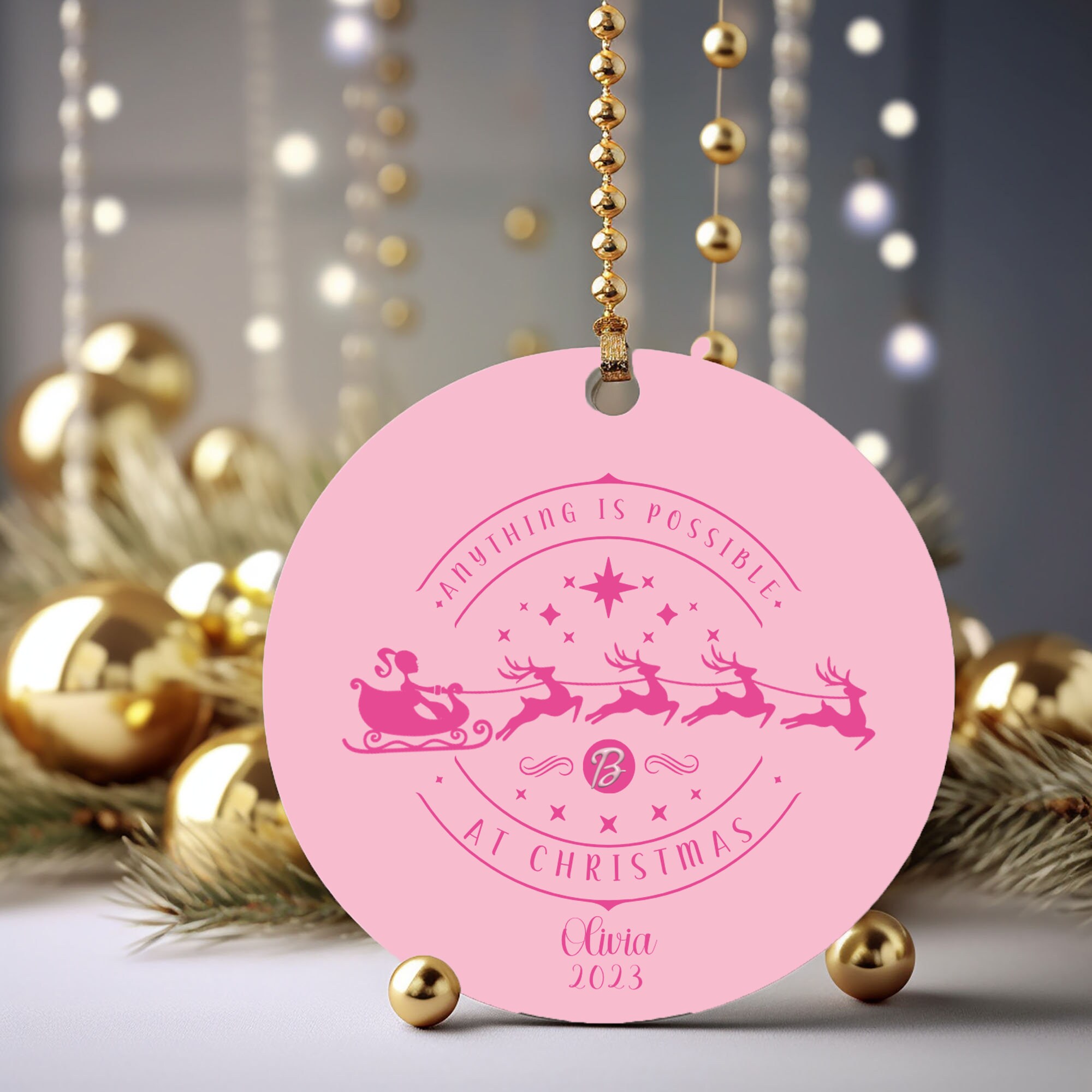 Barbie Ornament Pink Barbie Ornament Christmas Ornament Pink Bauble ...
