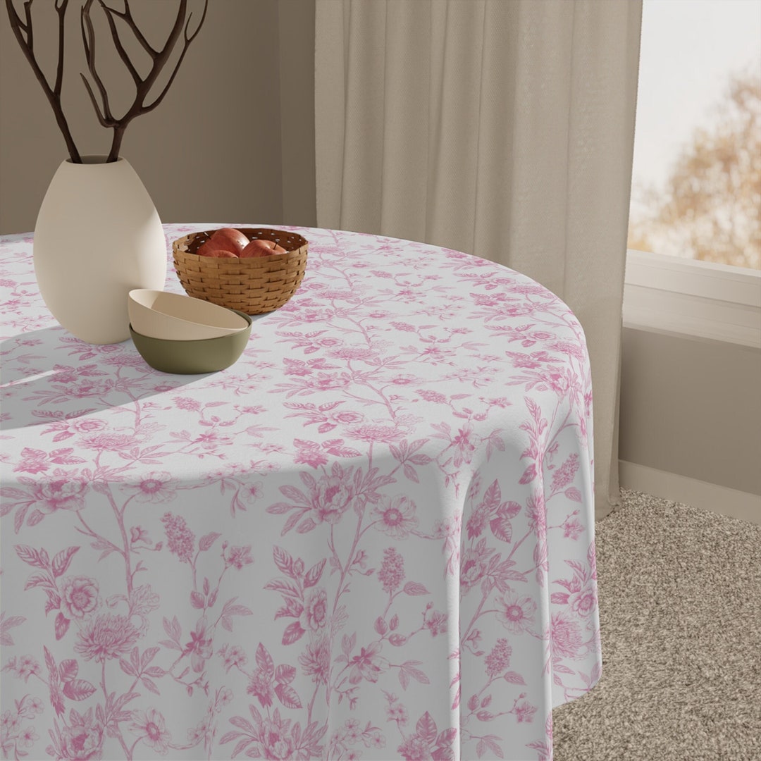 Pink Toile Tablecloth Pink French Toile Tablecloth Country French Toile ...