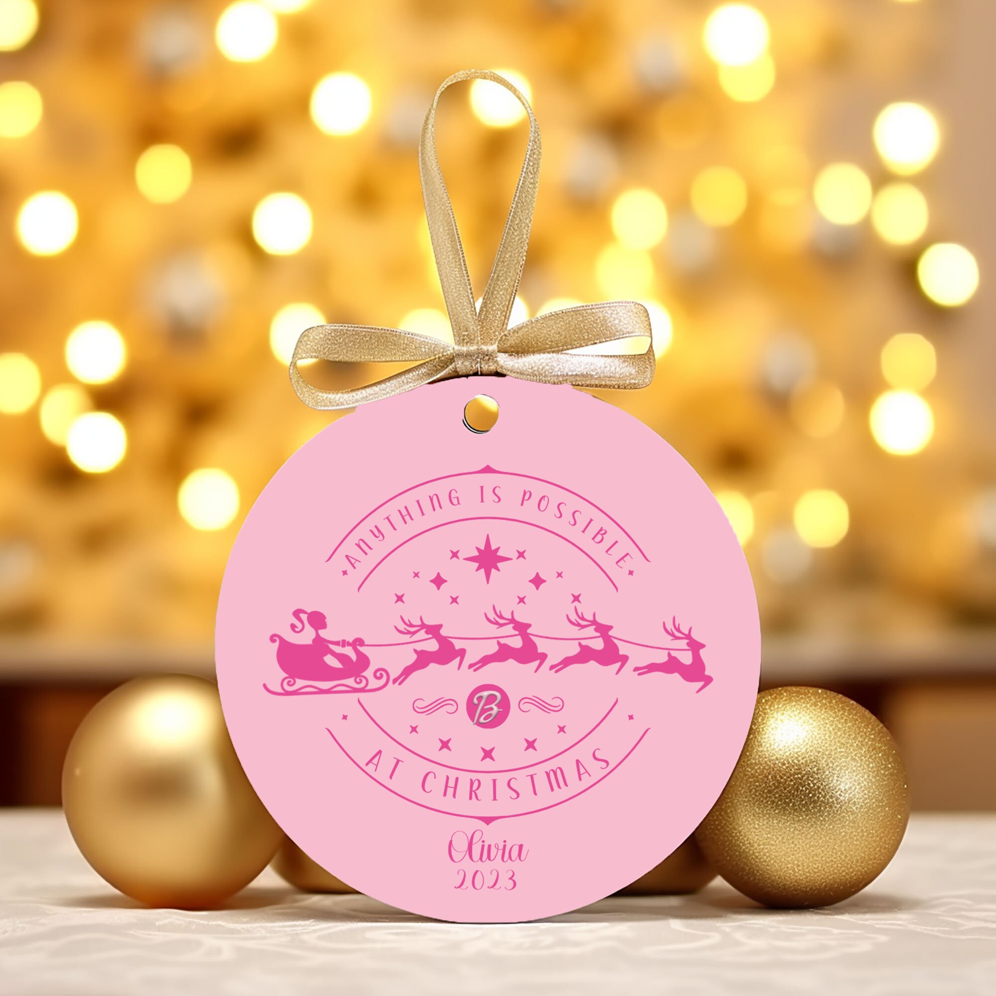 Barbie Ornament Pink Barbie Ornament Christmas Ornament Pink Bauble ...