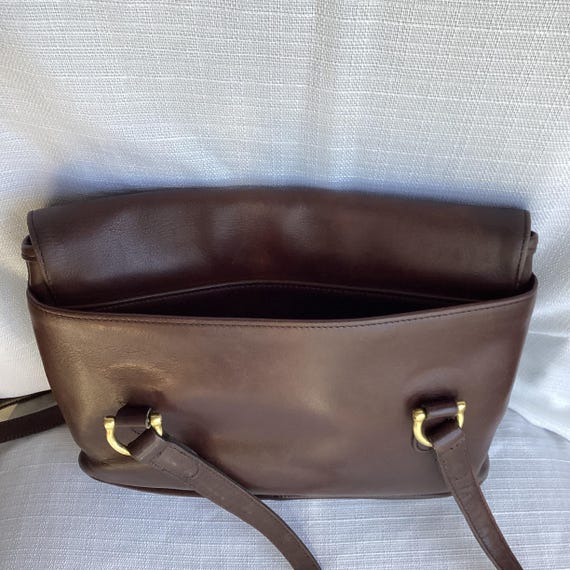 Vintage Coach Equestrian Flap Bag, Mahogany Brown Lea… - Gem