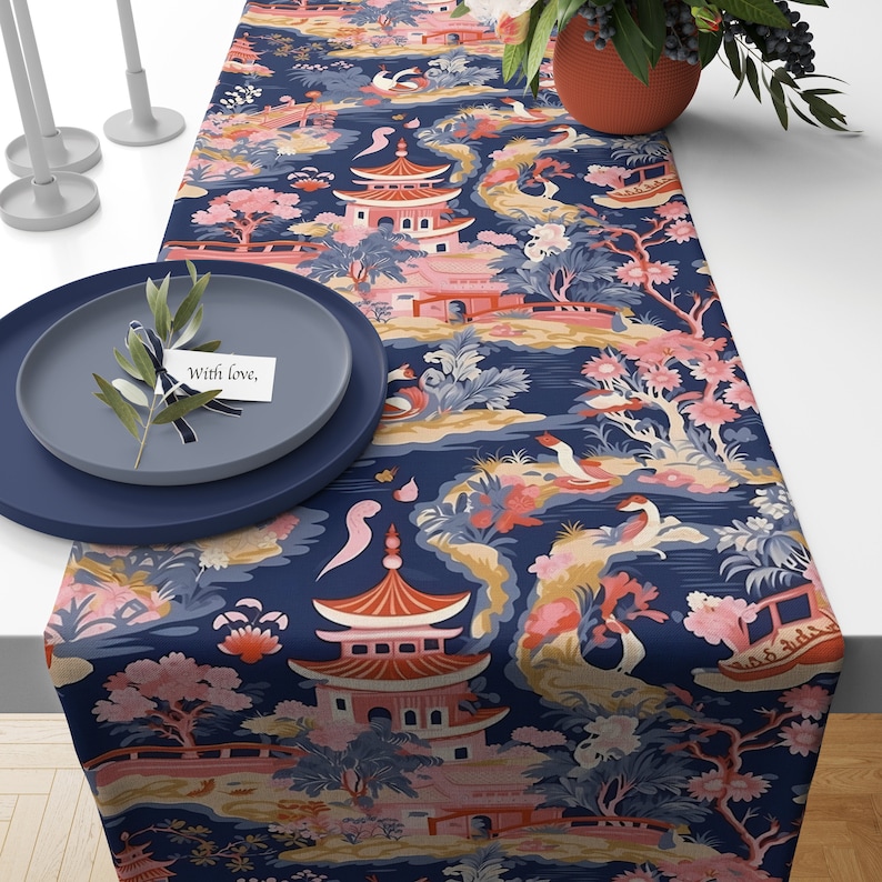 Chinoiserie Table Runner Chinoiserie Decor Chinoiserie Home Decor ...