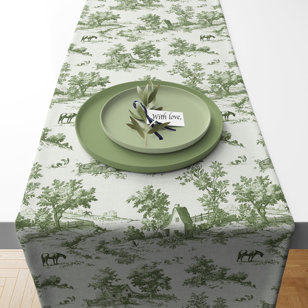 France Cottage Decor Toile Table Runner French Toile Countryside Table ...