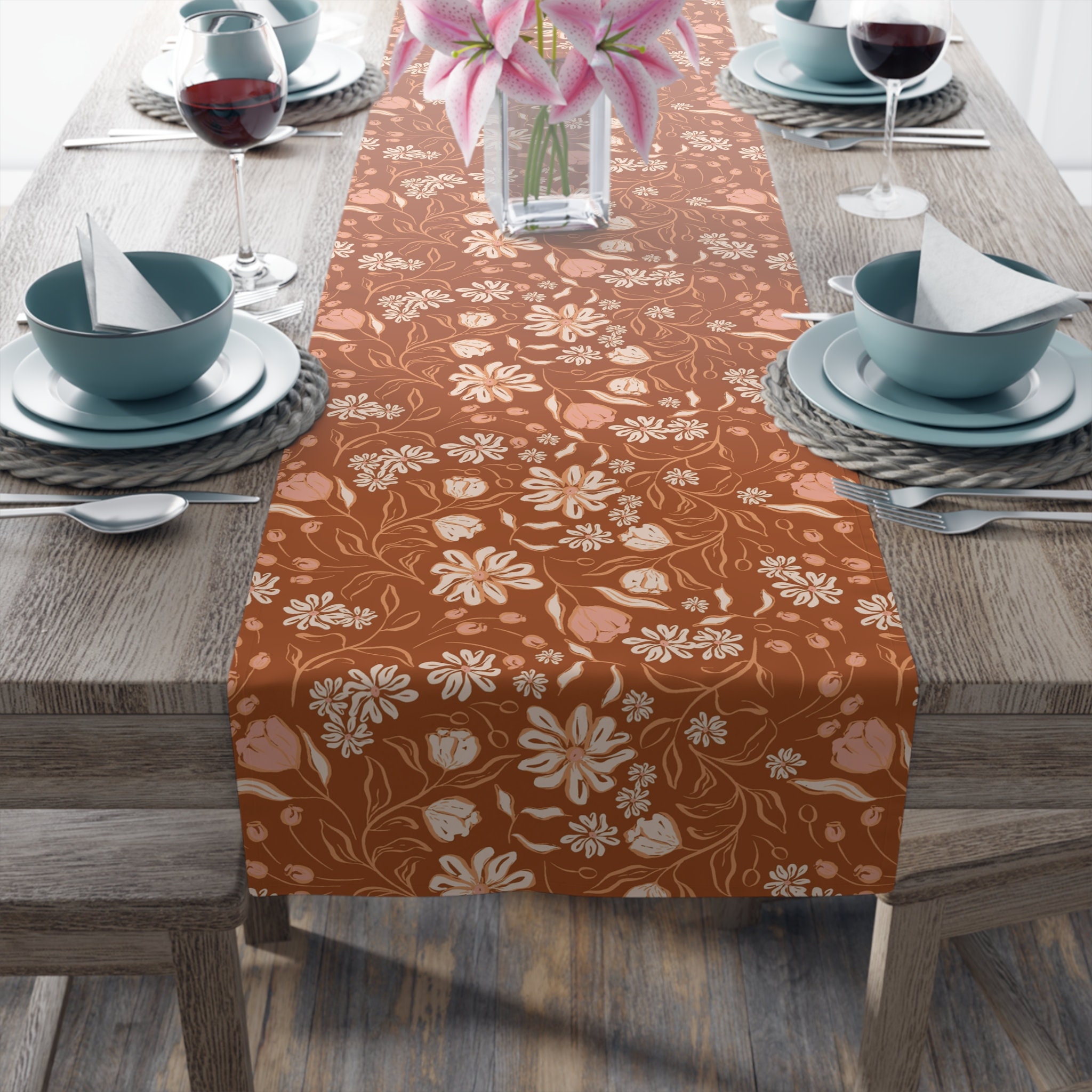 Boho Table Runner Fall Table Runner Boho Decor Boho Burnt - Etsy