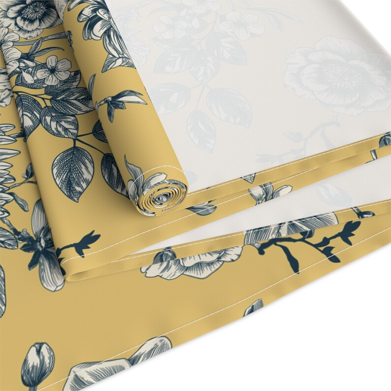 French Toile Table Runner: Yellow Floral Country Decor - Etsy