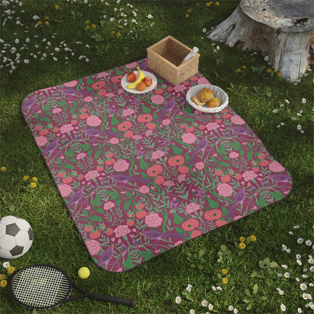 Pink Picnic Blanket Checkered Picnic Blanket Pink Checkerboard Picnic ...