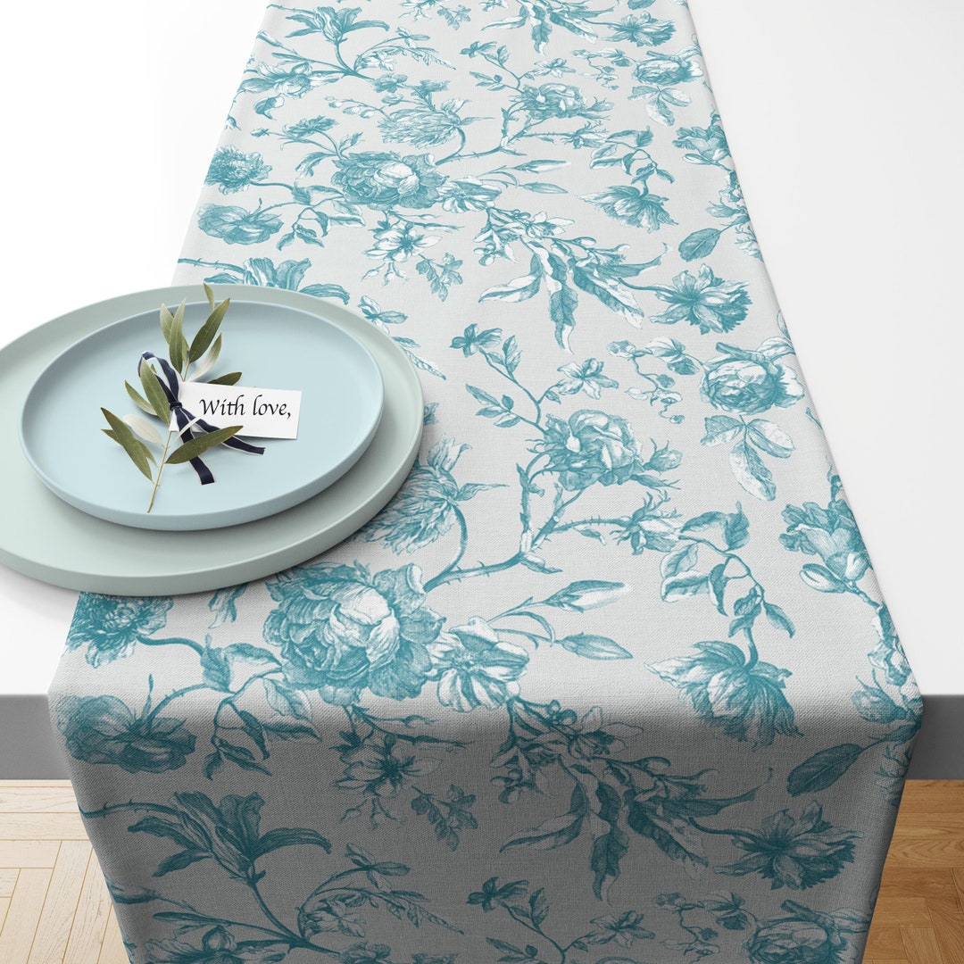 French Toile Countryside Table Runner French Toile Country Table Runner ...