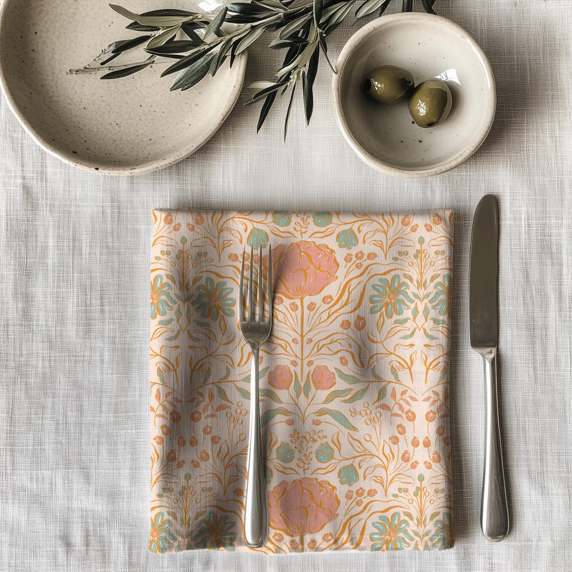Floral Boho Napkins: Bridal Shower Decor, Set of 4 - Etsy