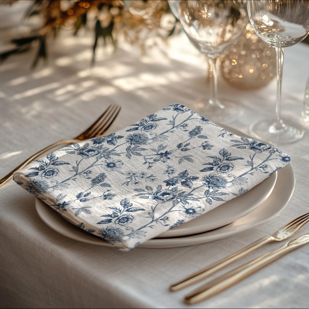 French Country Napkins Blue Toile Napkin Blue Wedding Napkins Hostess ...