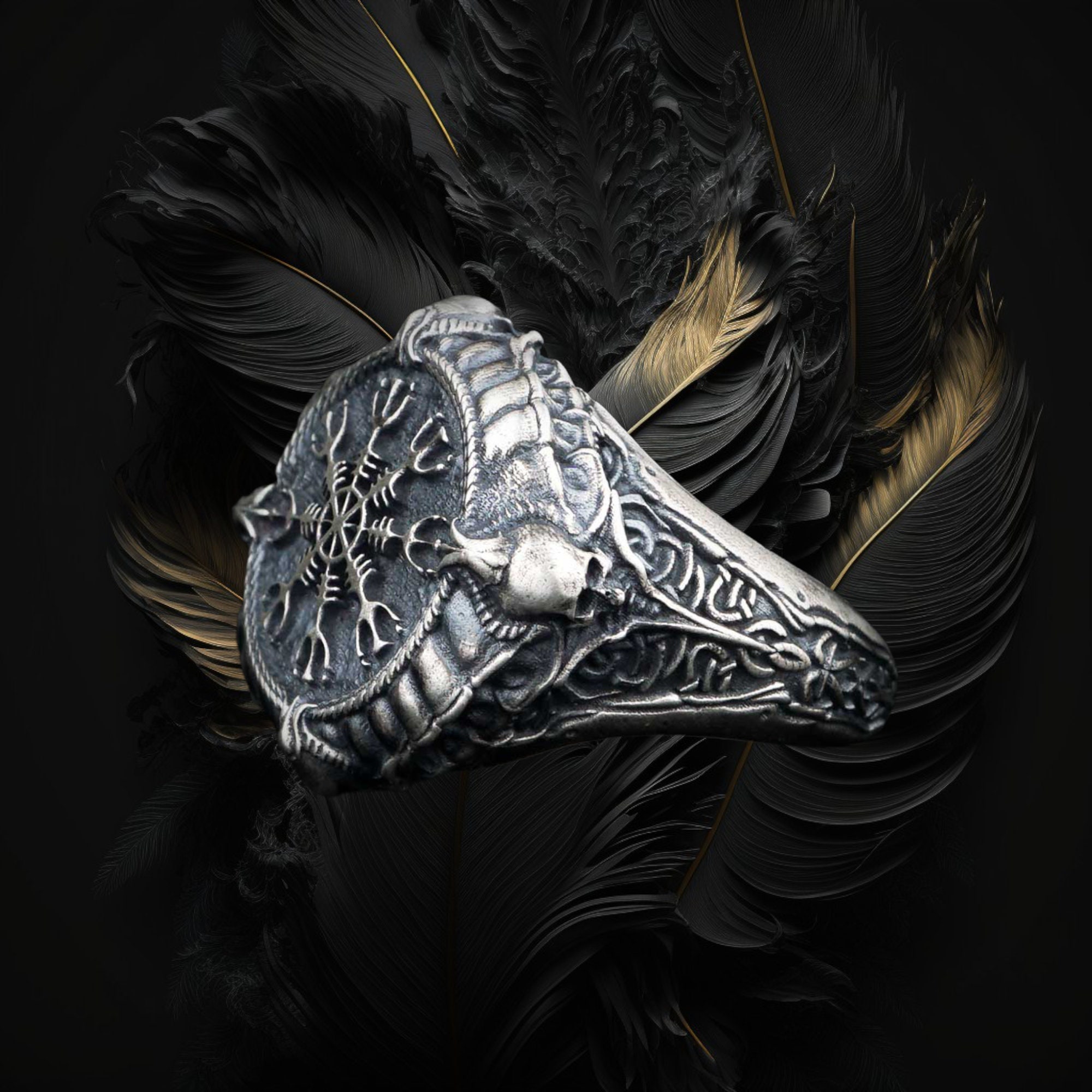 Viking Wayfinder, Gothic Men Jewelry, Norse Mythology Ring, Vegvísir ...