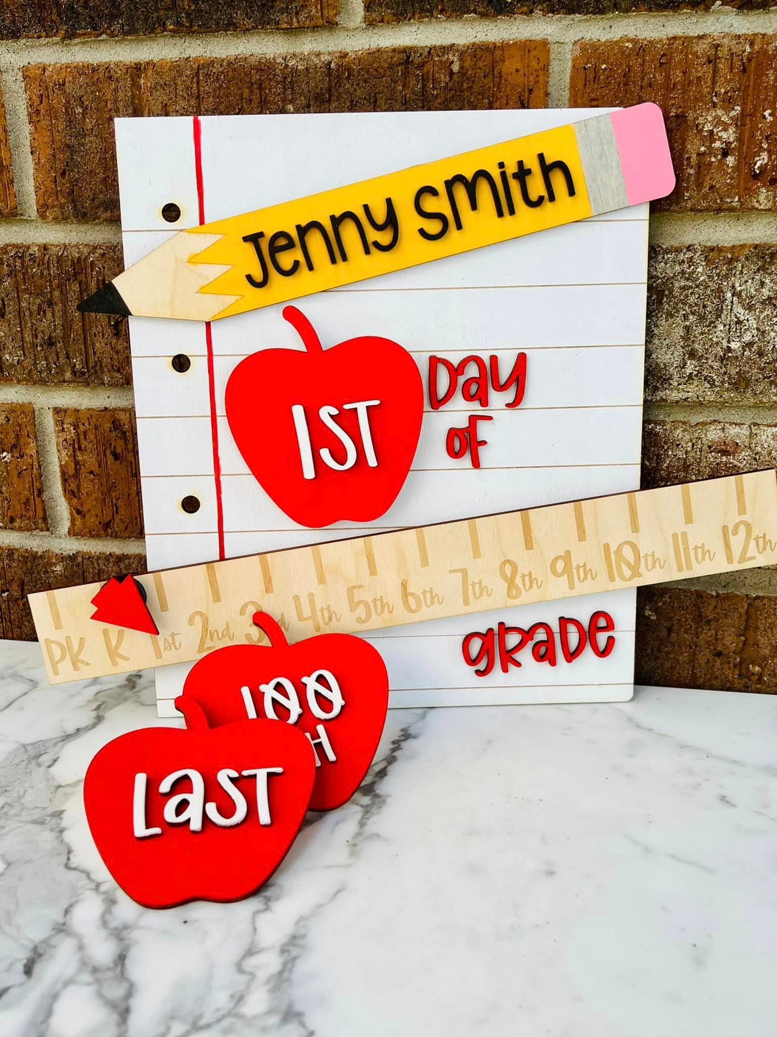 Interchangeable School Sign First Day Sign Pencil and Apple Classroom ...