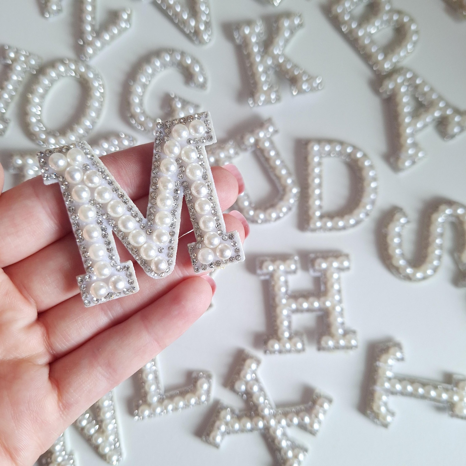 Pearl Letter Patches, 3D Embroidered Name Patches, 4.5cm, Personalised ...