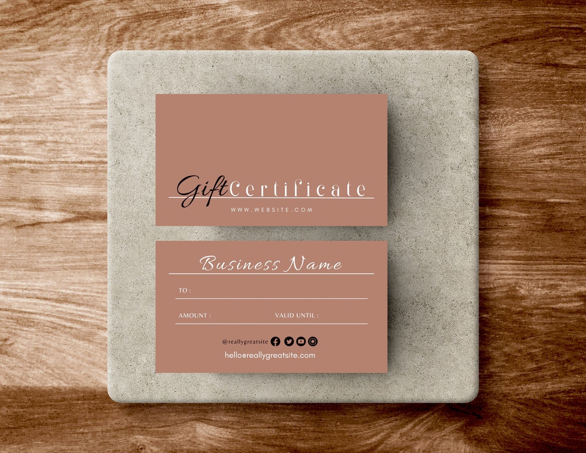 Business Gift Certificate Printable Gift Voucher Editable Gift Card ...