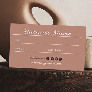 Business Gift Certificate Printable Gift Voucher Editable Gift Card ...