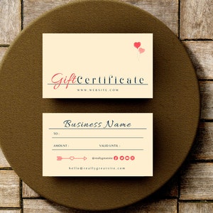 Business Gift Certificate Printable Gift Voucher Editable Gift Card ...