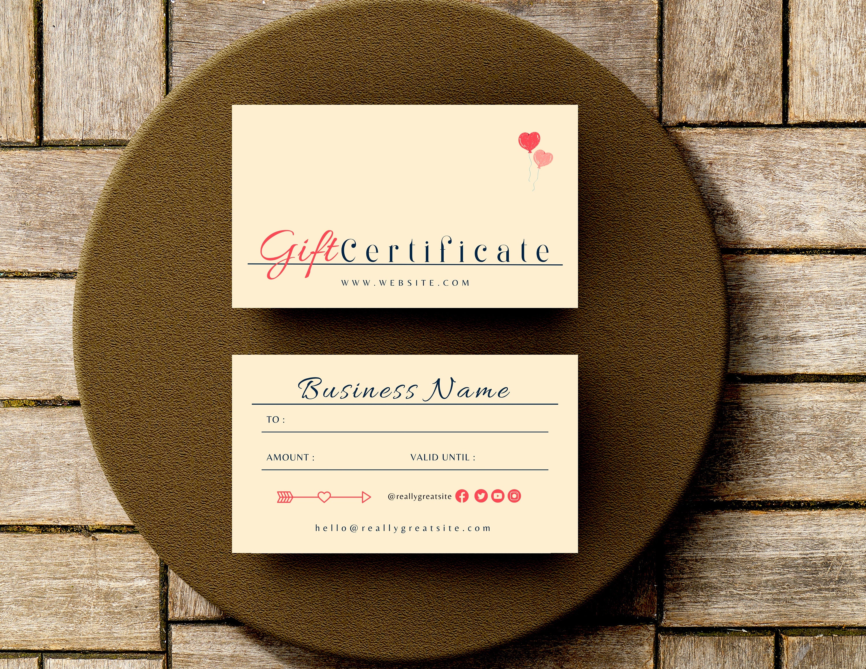 Business Gift Certificate Printable Gift Voucher Editable Gift Card ...