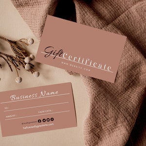 Business Gift Certificate Printable Gift Voucher Editable Gift Card ...