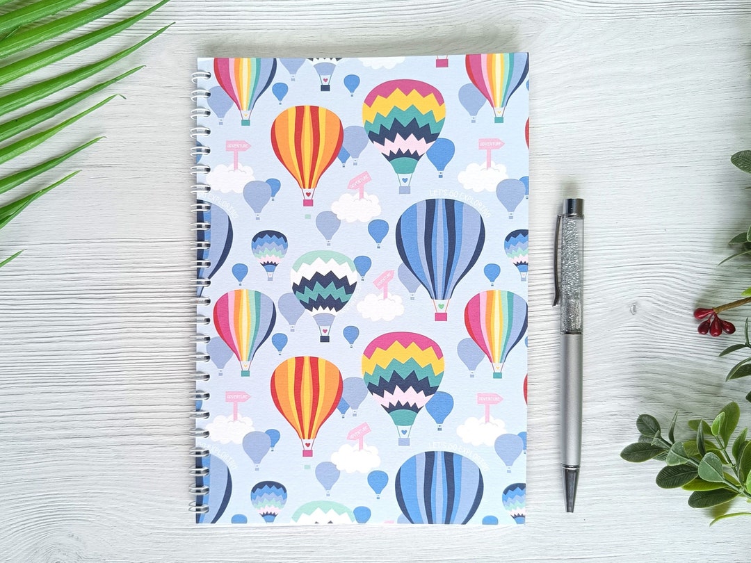 Lets Go Exploring Notebook Hot Air Balloon Notebook Journaling Notebook ...