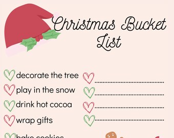 Christmas Bucket List Printable, Christmas Bucket List Template ...