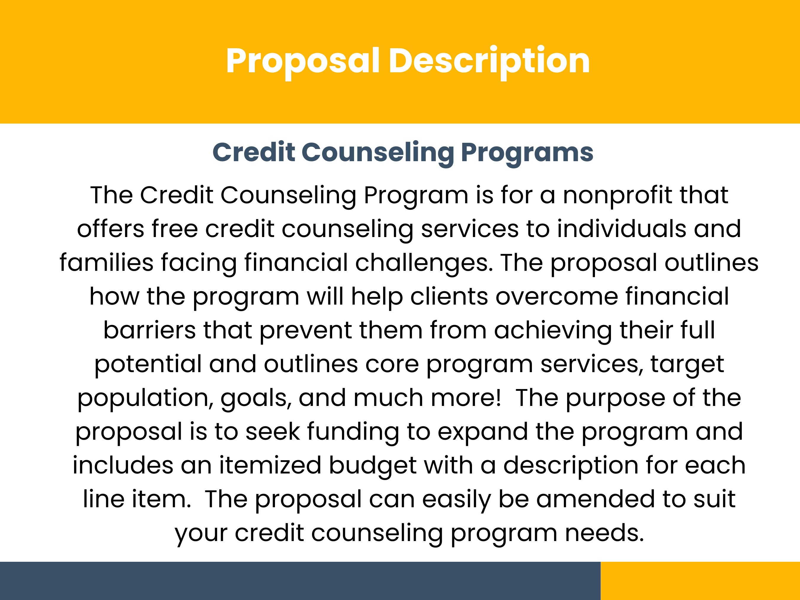 Nonprofit Mini Grant Proposal Kit - Credit Counseling Programs - Etsy