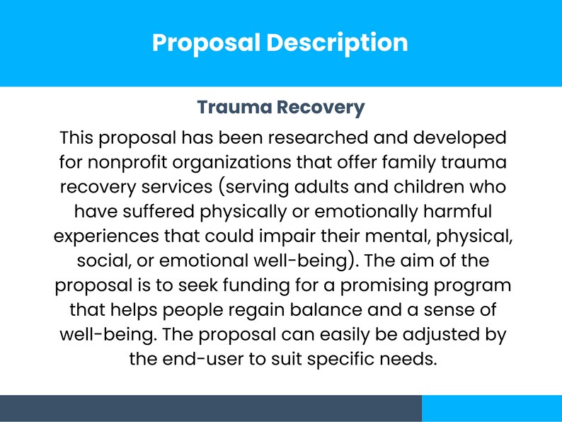 Nonprofit Mini Grant Proposal - Trauma Recovery Program - Etsy