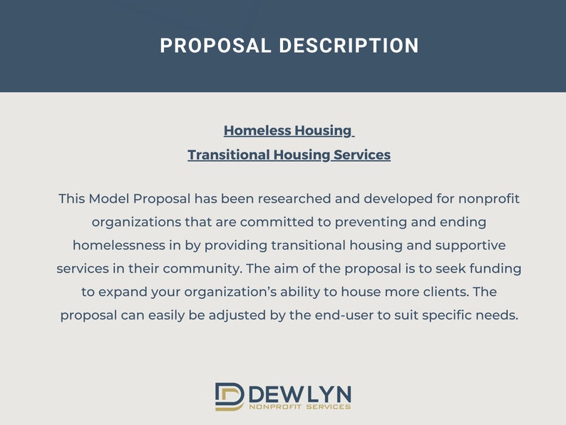 Nonprofit Grant Proposal Kit - Homeless Housing (transitional Housing ...