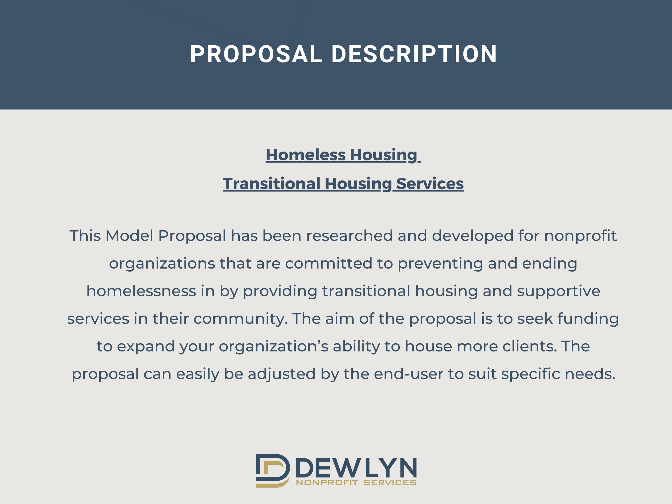 Nonprofit Grant Proposal Kit - Homeless Housing (transitional Housing ...