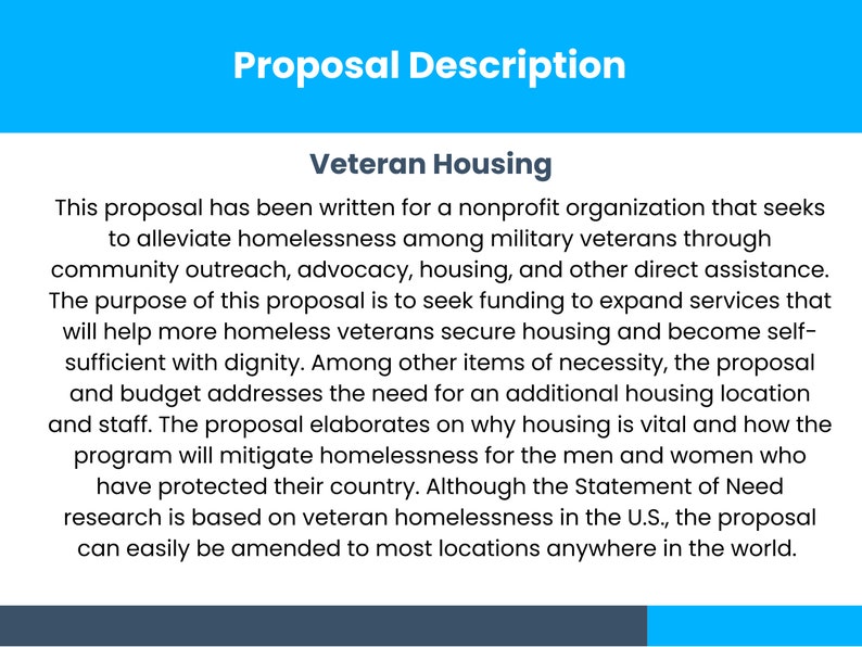 Nonprofit Mini Grant Proposal - Homeless Veterans - Etsy