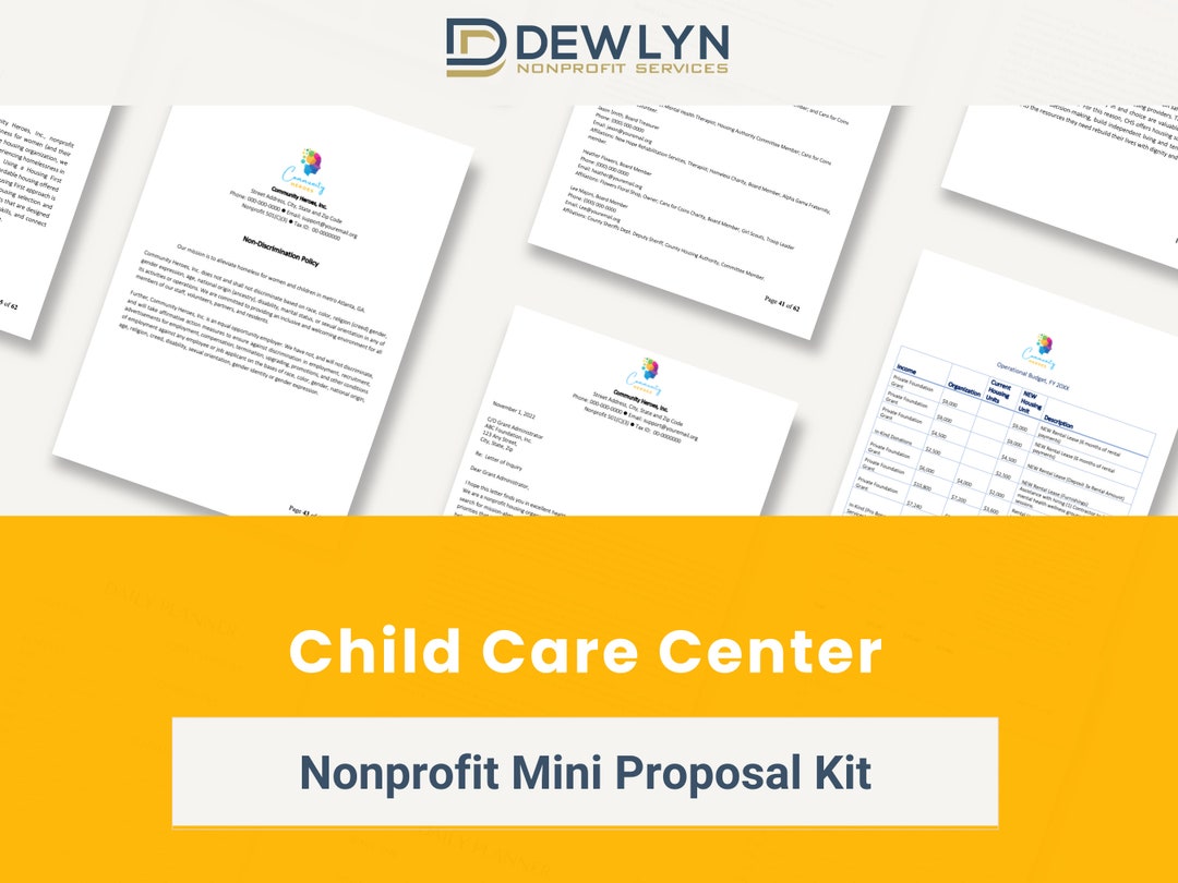 Nonprofit Mini Grant Proposal Kit Child Care Center - Etsy