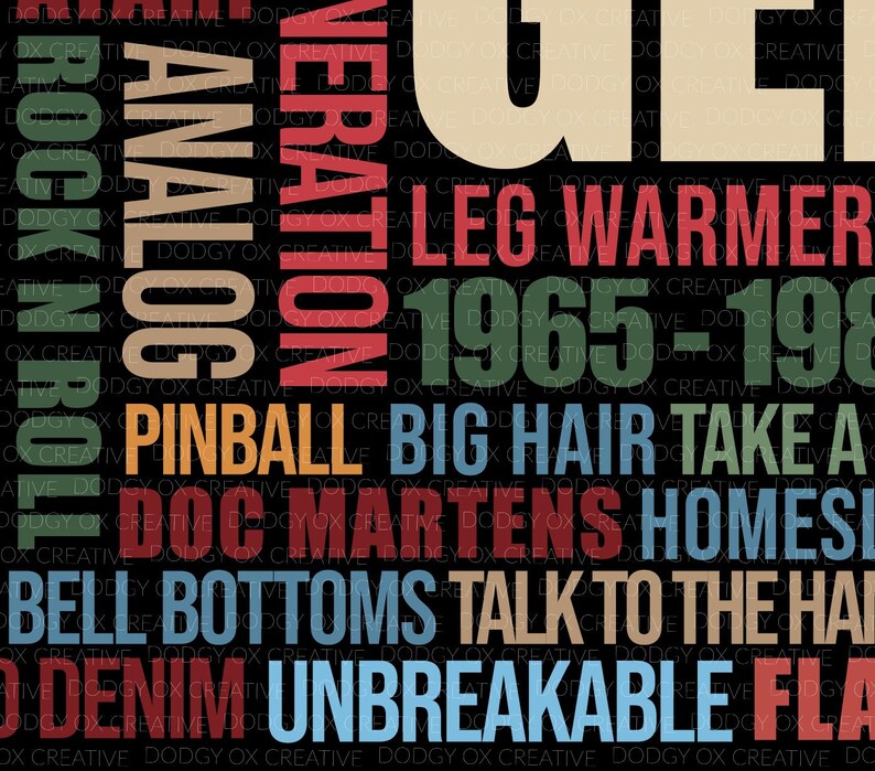 Gen X Word Cloud 20oz Tumbler Wrap (PNG Digital Download) - Etsy