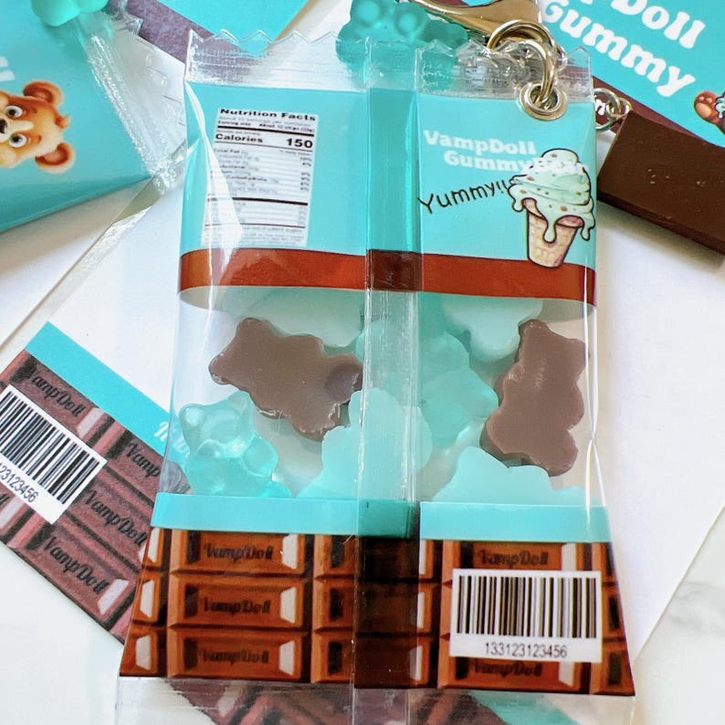 Gummy Bear Chocorate Mint Flavor Keychain,resin Accessories,japanese ...