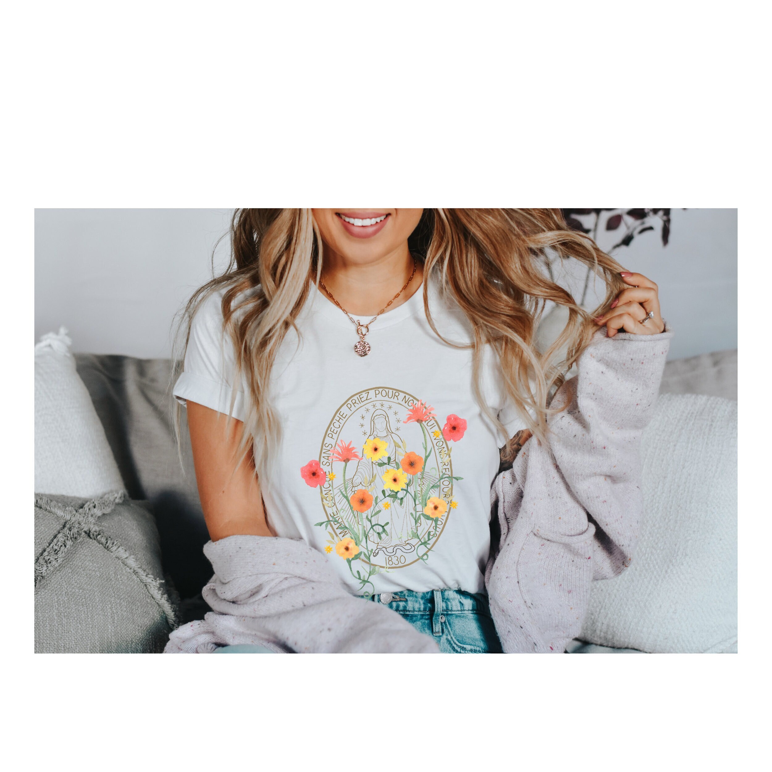 Catholic Mary Miraculous Medal Marian Tee, Catholic Shirt, Catholic ...