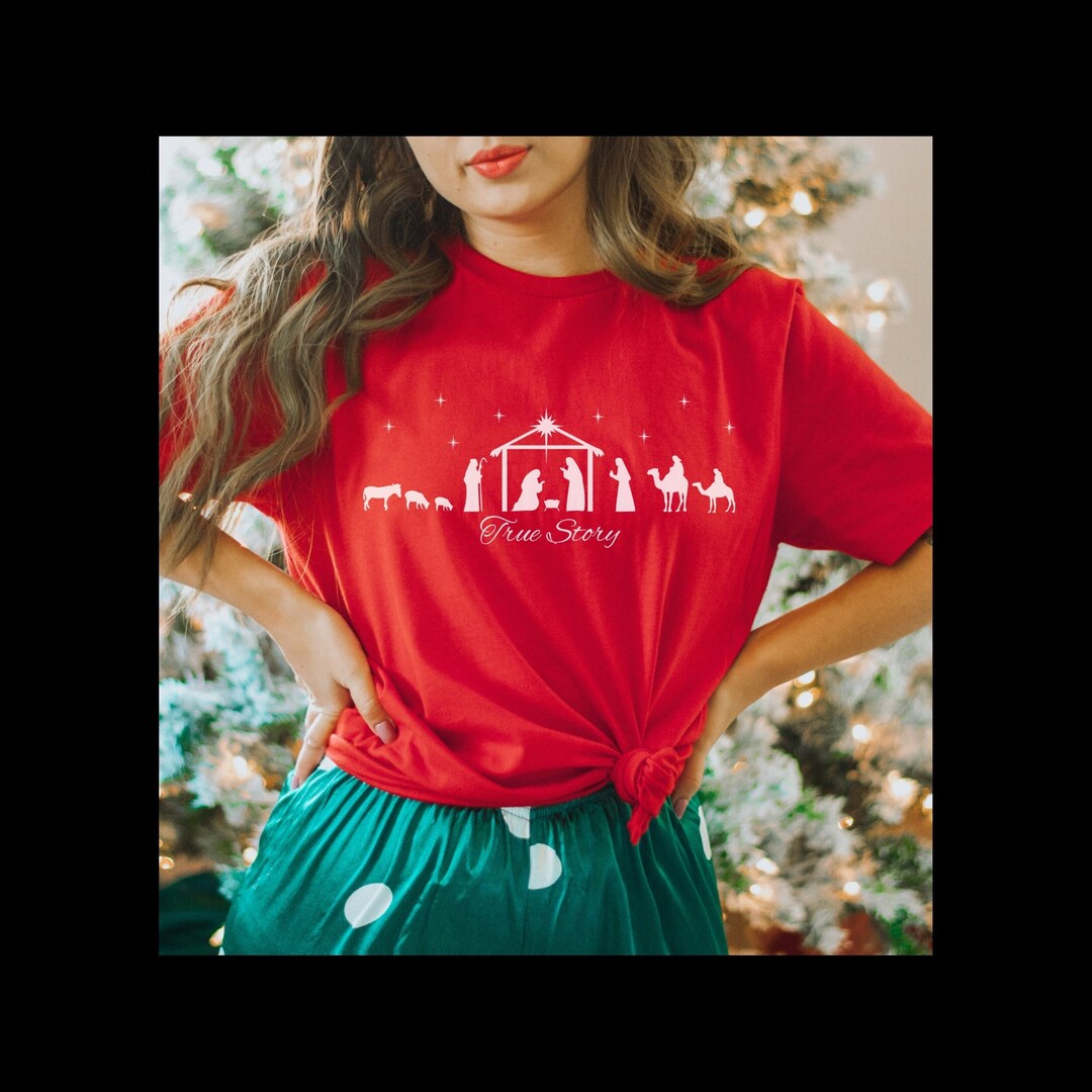 Nativity Scene Christmas Tee Shirt, Christmas Tee, Christmas Shirt ...