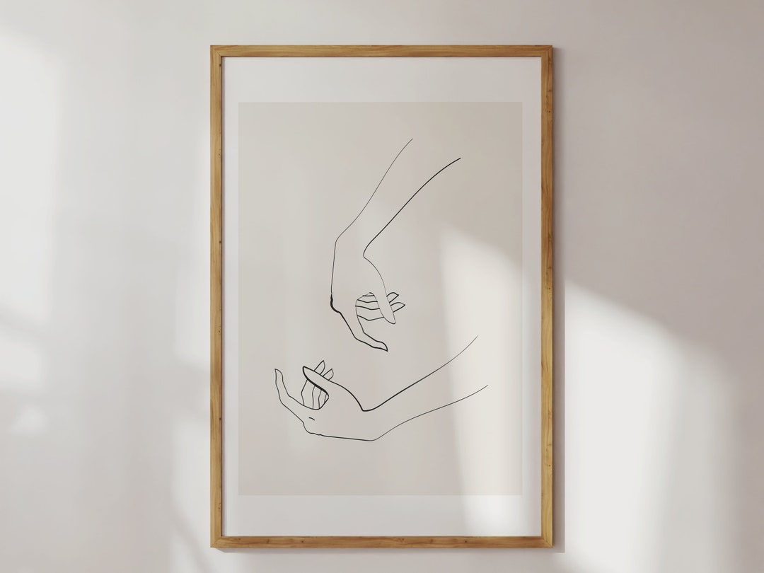 Delicate Hand Line Art | Minimalist Hand Line Art, Boho Modern Home ...