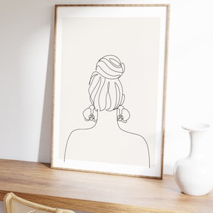 Woman Looking Away Line Art | Minimalist Line Art Print, Feminine Print ...