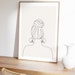 Woman Looking Away Line Art | Minimalist Line Art Print, Feminine Print ...