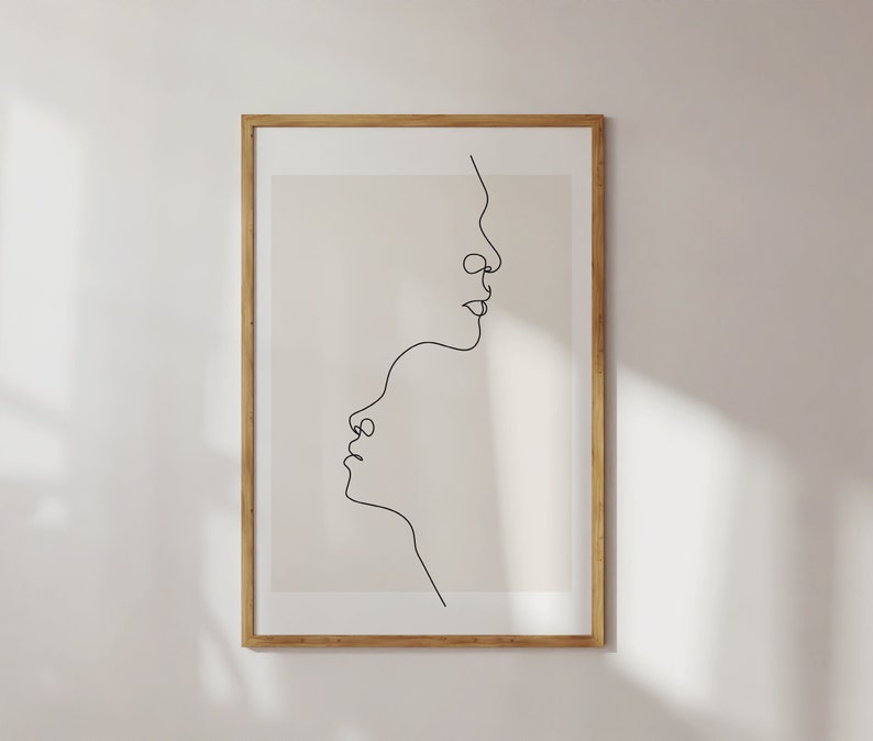Two Faced Line Art |minimalist Line Art Print, Couple Print, Printable ...